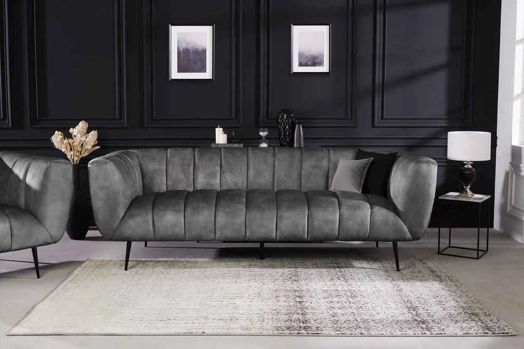 Designová sedačka Nikolai 225 cm šedý samet