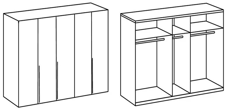 Šatní skříň New York D, 225 cm, bílá/bílý lesk