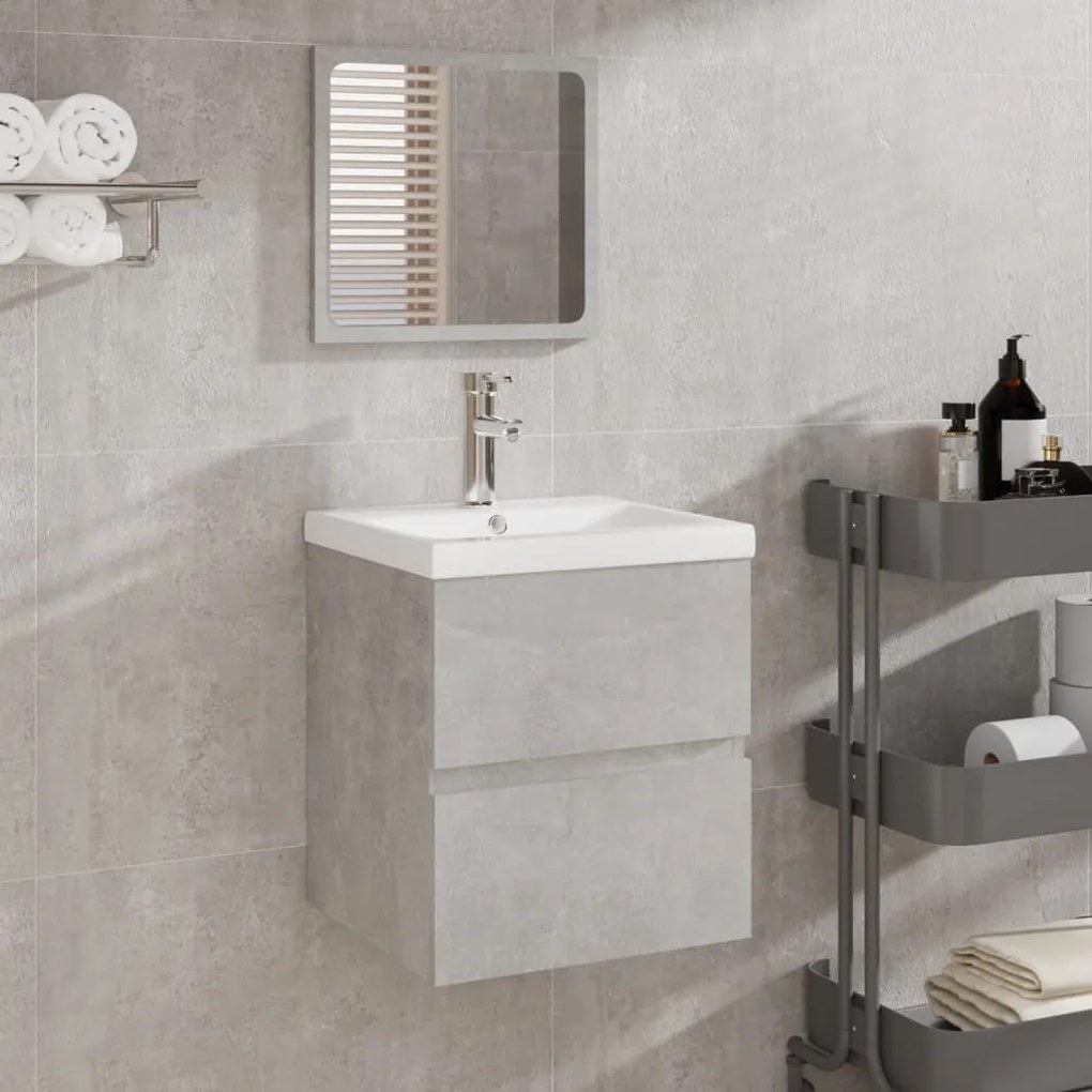 Koupelnová skříňka s umyvadlem a zrcadlem betonově šedá 3114174