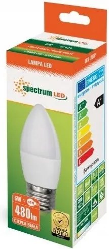 Toolight - Teplá LED žárovka E-27 230V 6W 480lm Svíčka 13061, OSW-01019