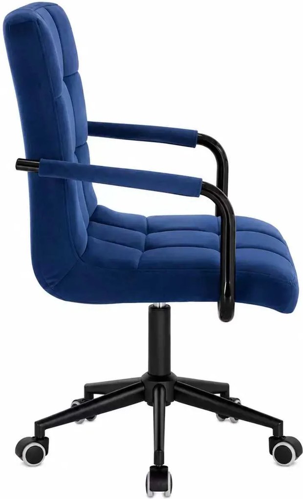 LuxuryForm DESIGN Otočná židle VERONA BLACK VELUR na černé podstavě s kolečky - modrá