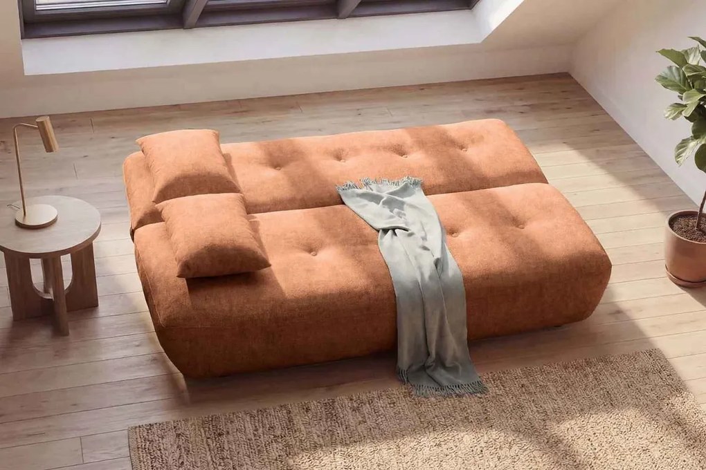 Designová rozkládací pohovka Litonya 200 cm rezavě-hnědá