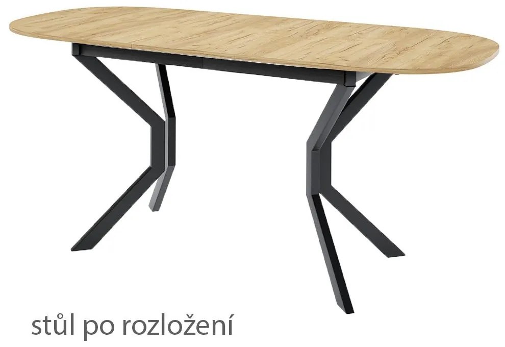 Jídelní stůl KLEBO M | 150x80 cm | rozkládací | černé kovové nohy | VÝBĚR DEKORU DESKY
