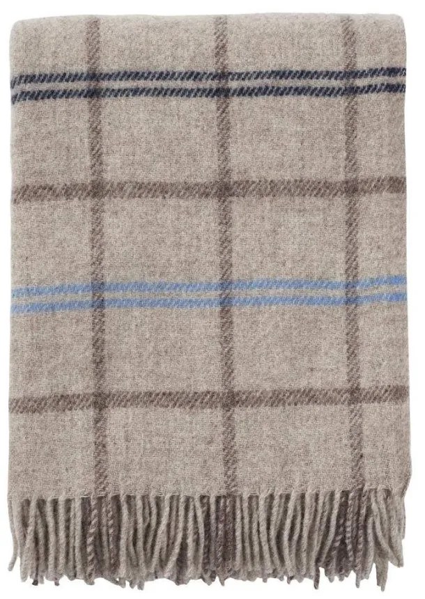 Vlněný pléd Tartan beige 130x200, Klippan Švédsko Béžová