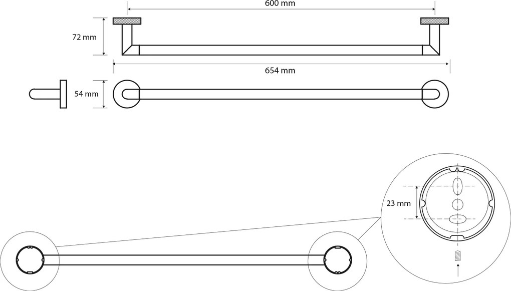 Sapho Sapho, LARISSA držák ručníků 600x72mm, chrom, WS010