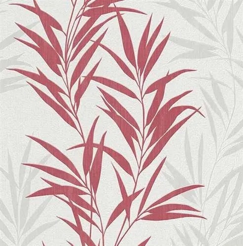 Vliesové tapety na zeď Mix Up bambusové listy červené a bílé