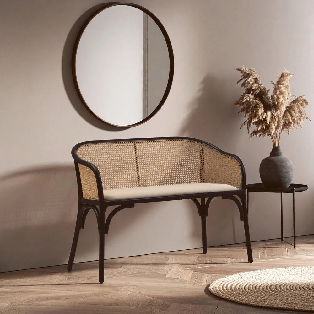 Černá/v přírodní barvě polstrovaná lavice Cebu – Premier Housewares