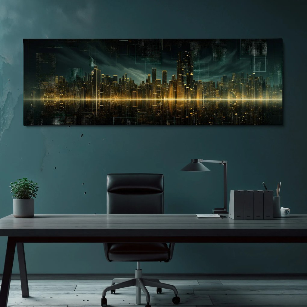 Obraz na plátně - Futuristické město - Hi-Tech Metropole FeelHappy.cz Velikost obrazu: 150 x 50 cm