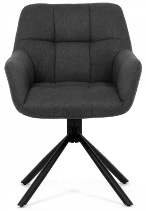Jídelní židle křeslo tmavě šedá látka, otočný mechanismus 90°/90° (L/P), černý kov HC-532 GREY2