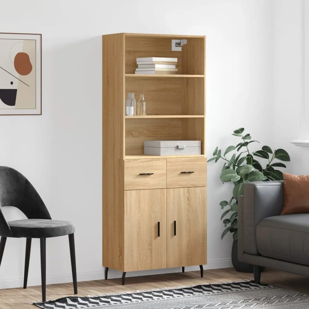 Skříň highboard dub sonoma 69,5 x 34 x 180 cm kompozitní dřevo 3200532