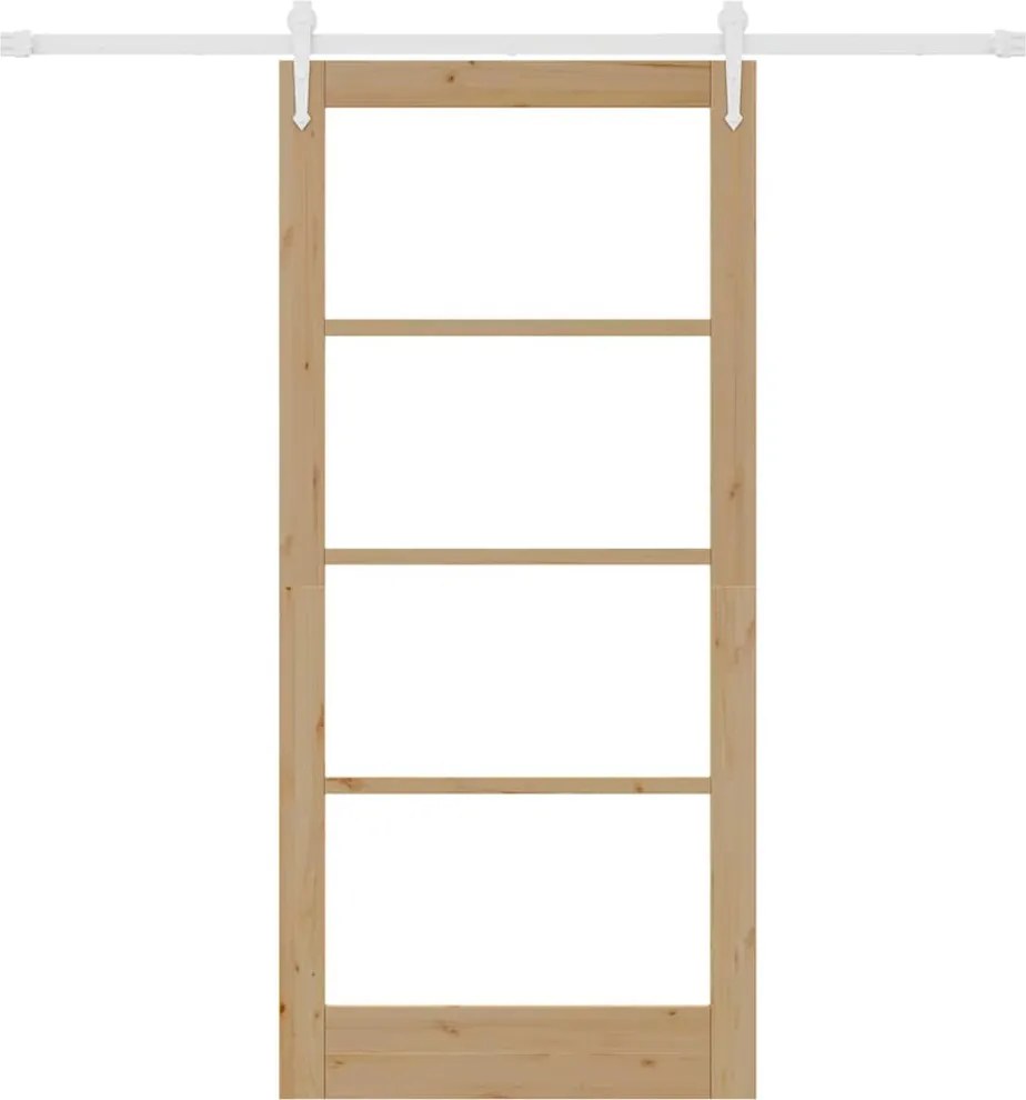 Posuvné dveře 93 x 202 cm Masivní borové dřevo a sklo Přírodní 3332427