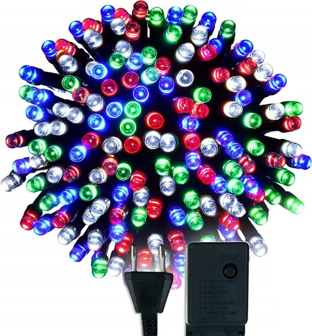 BERGE LED vánoční řetěz - 150LED - 15M - IP20 - 8 funkcí - multicolor