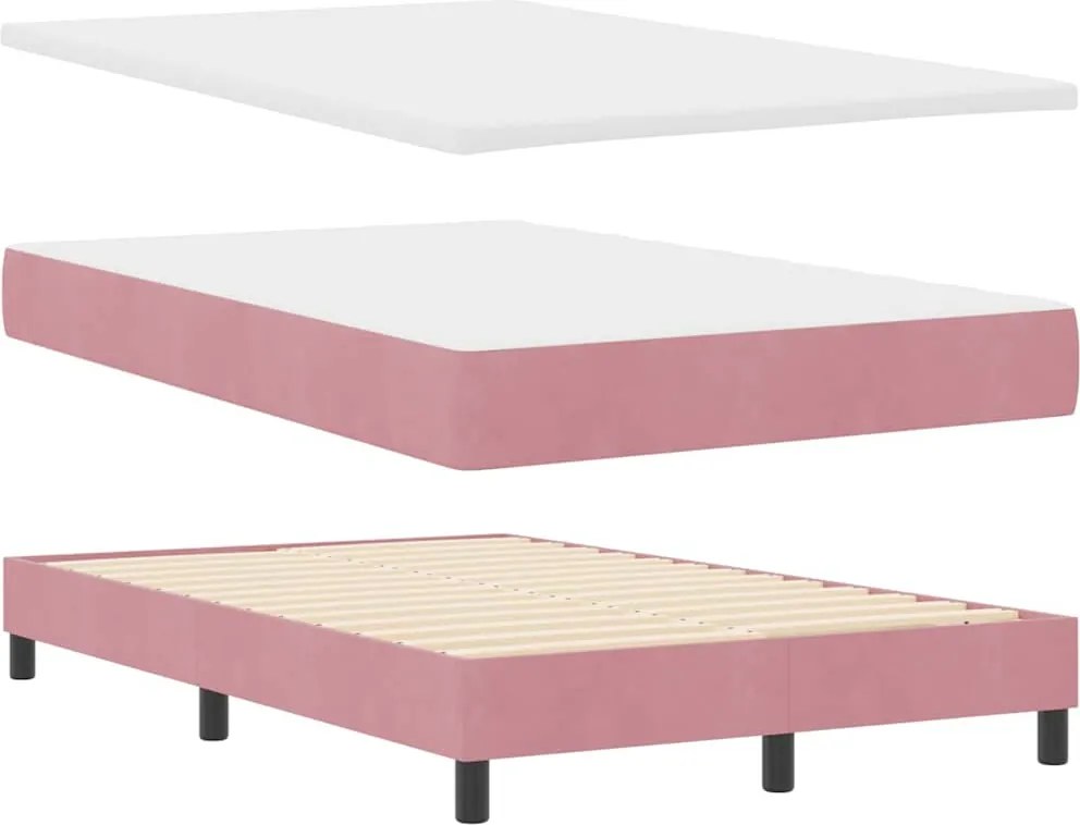 Postel s boxspringem s matrací s čelo Růžová 120 x 190 cm samet 3339097