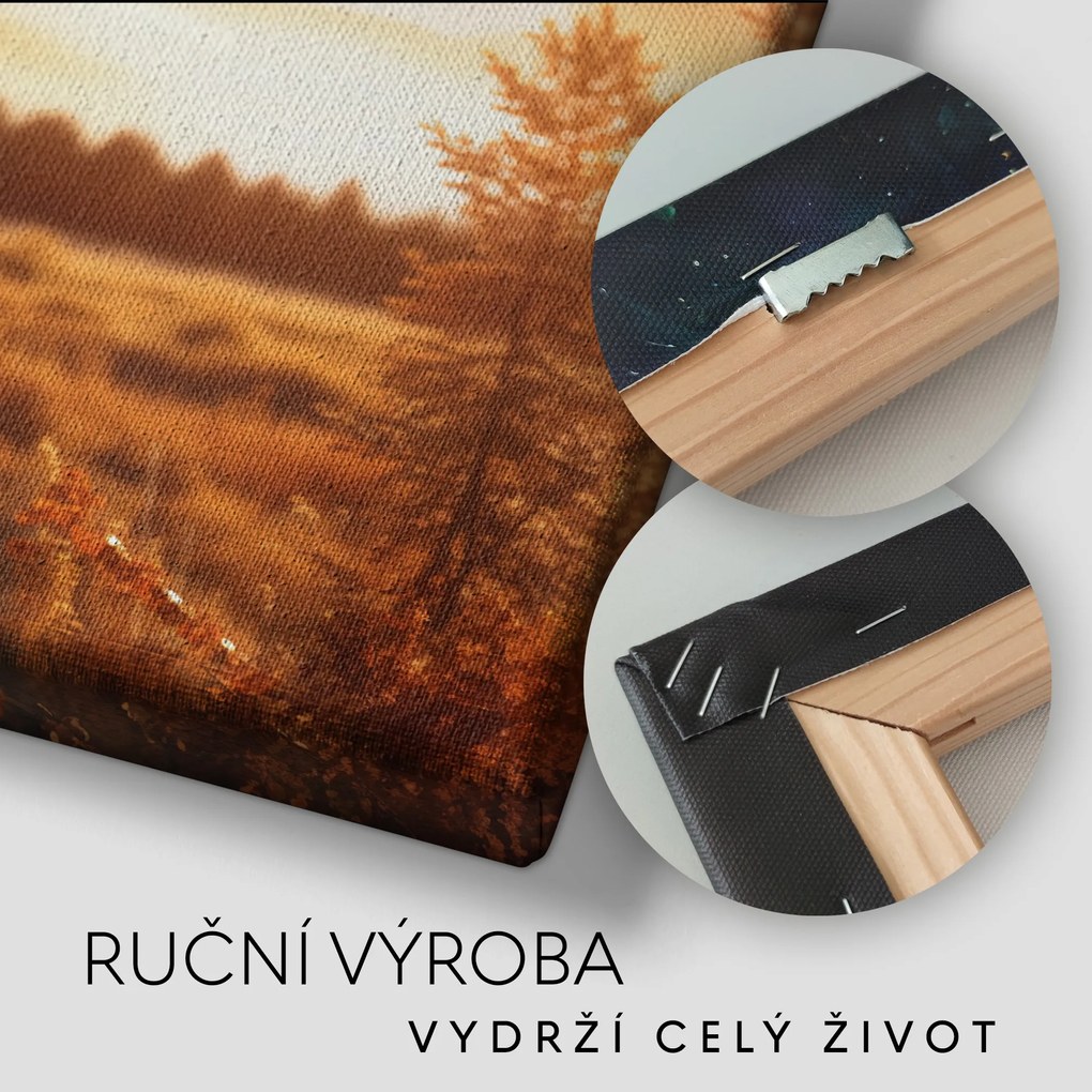 Obraz na plátně - Jelen, Vůdce stáda, Makro portrét, Králové divočiny FeelHappy.cz Velikost obrazu: 40 x 40 cm