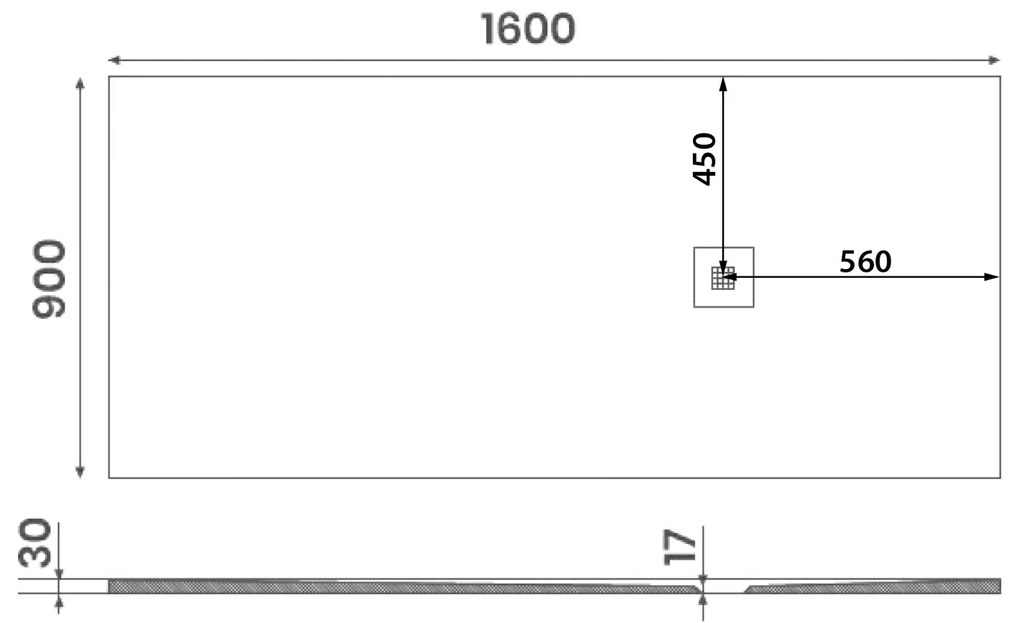 Gelco, MITIA sprchová vanička z litého mramoru, obdélník 160x90x3 cm, černá, PMC16090