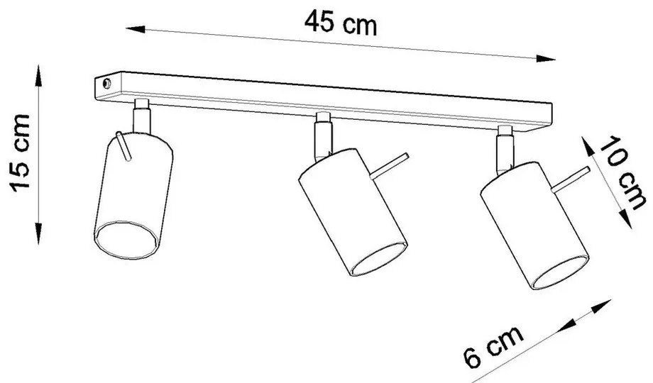Stropní svítidlo ve stříbrné barvě Sollux Etna, délka 45 cm