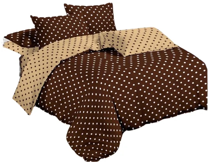 Bavlissimo 7-dílné povlečení puntíky bavlna/mikrovlákno hnědá žlutá 140x200 na dvě postele