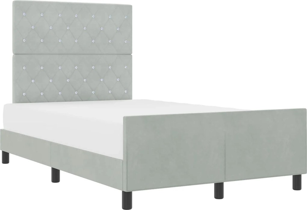 Postel s boxspringem s čelo Světle šedá 120 x 200 cm samet 3344861