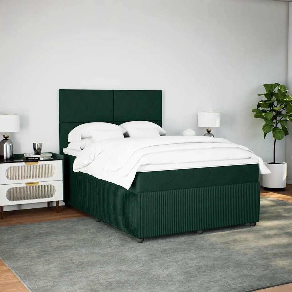 Box spring postel s matrací tmavě zelená 140x200 cm samet 3294655