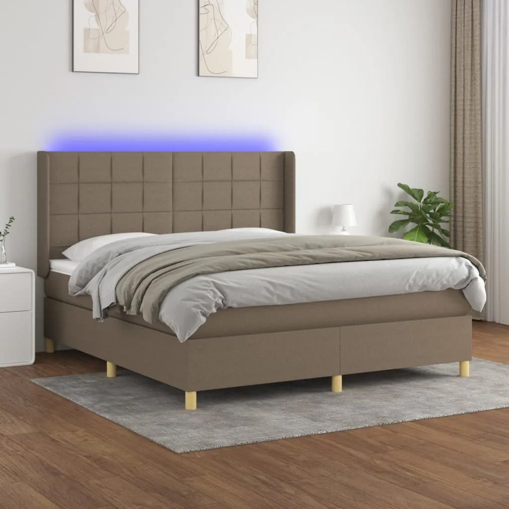 Box spring postel s matrací a LED taupe 160x200 cm textil 3138889