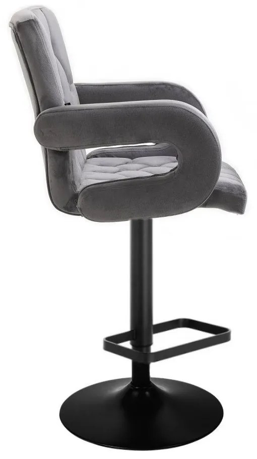 LuxuryForm DESIGN Barová židle BOSTON VELUR na černé kulaté podstavě - šedá