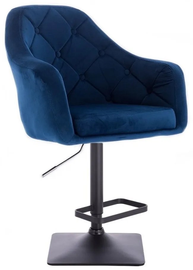 LuxuryForm DESIGN Barová židle ANDORA VELUR na černé hranaté podstavě - modrá