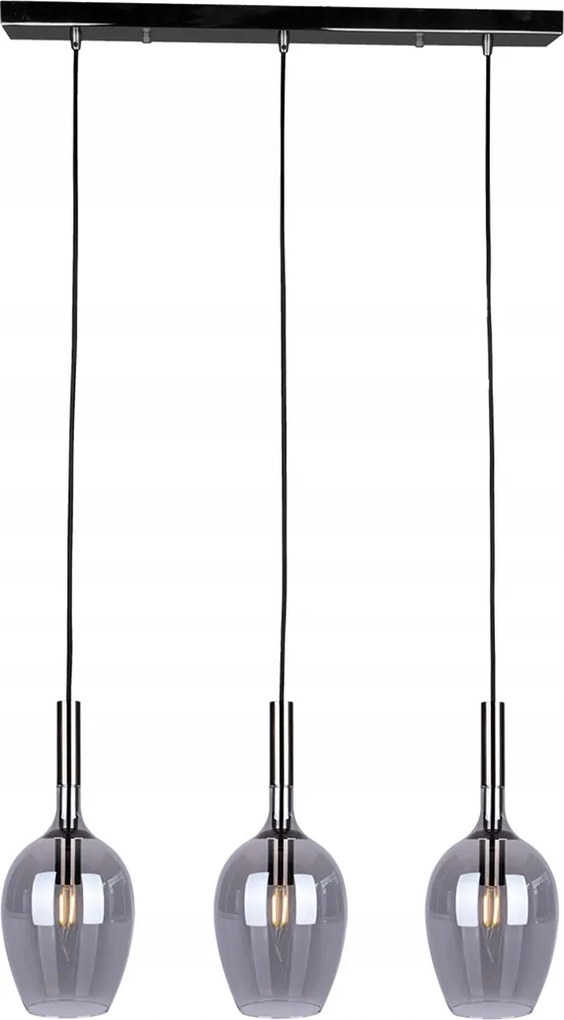 Závěsná lampa Lugano Smoked 3xE14 kouřové sklo, moderní, do obývacího pokoje