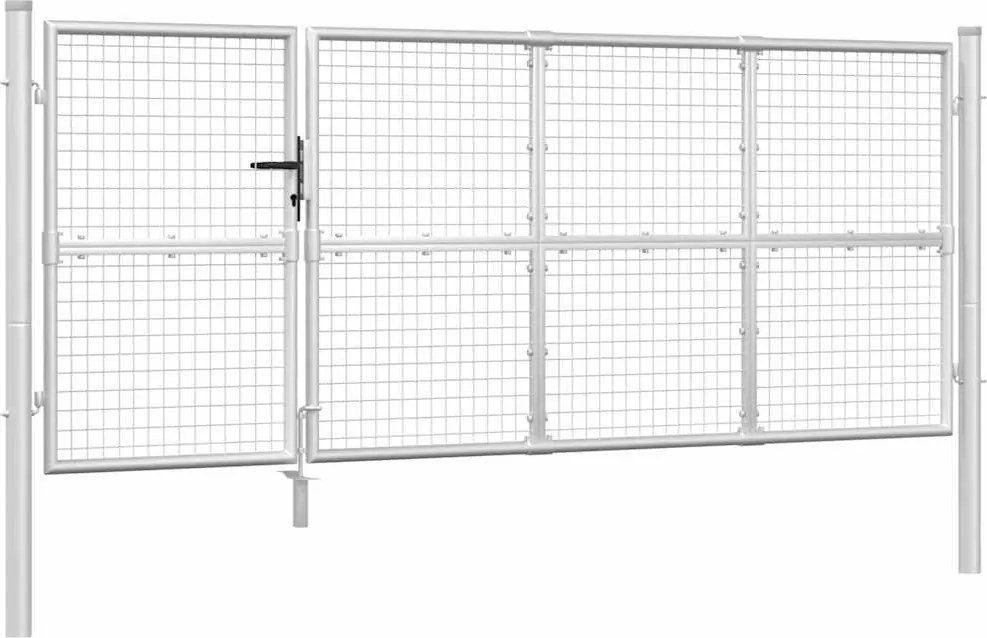 Pletivá zahradní branka stříbrná 350 x 125 cm pozinkovaná ocel 154552