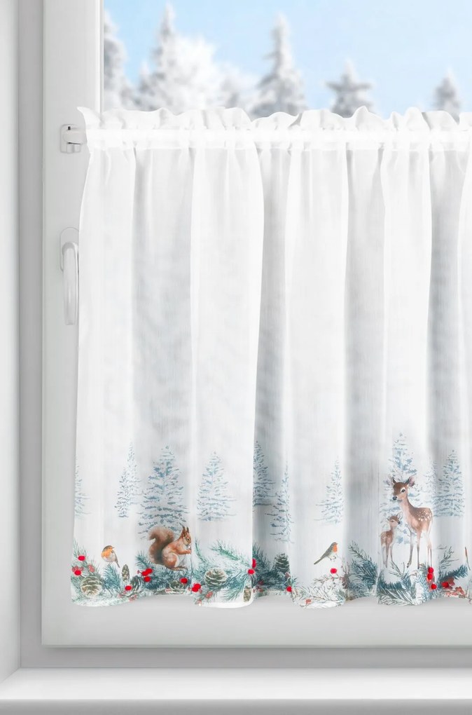 KRÁTKÁ VÁNOČNÍ ZÁCLONA NA PÁSCE XMAS19 150X70 CM VZOROVANÁ