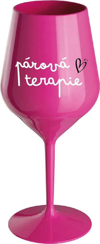 PÁROVÁ TERAPIE - růžová nerozbitná sklenice na víno 470 ml