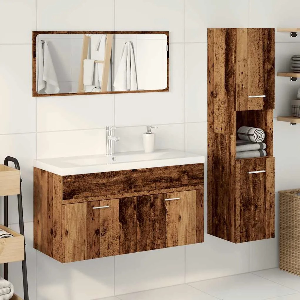 4dílná koupelnová sestava old wood kompozitní dřevo 3328599