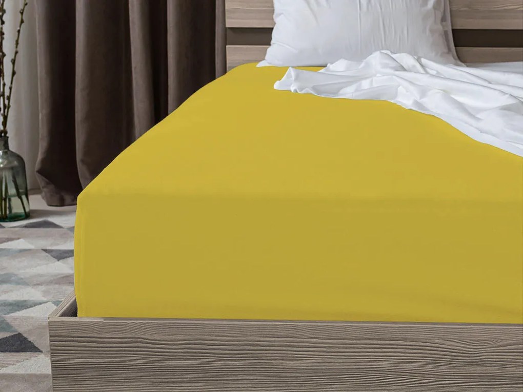 Jersey prostěradlo žluté 180 x 200 cm