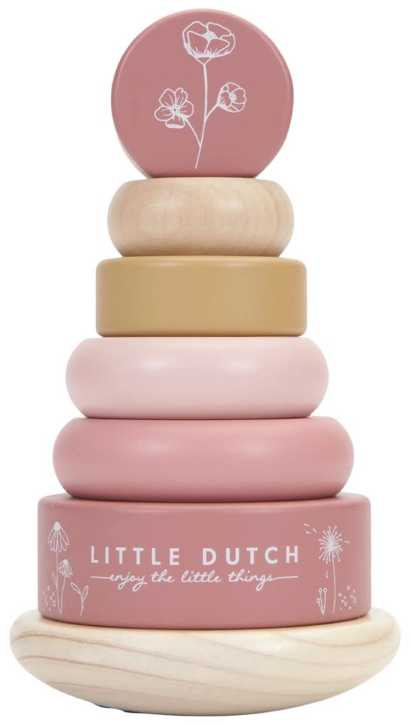 Little Dutch Dřevěné nasazovací kroužky pink