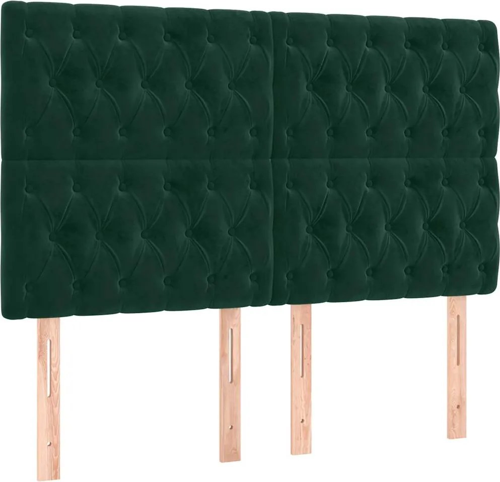 Čelo postele tmavě zelené 144x7x118/128 cm sametové 3116719