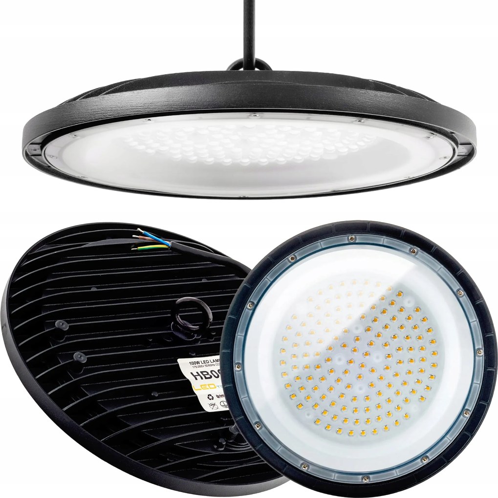 Hermetická Led průmyslová závěsná lampa Ufo IP65 HighBay 100W 15000lm
