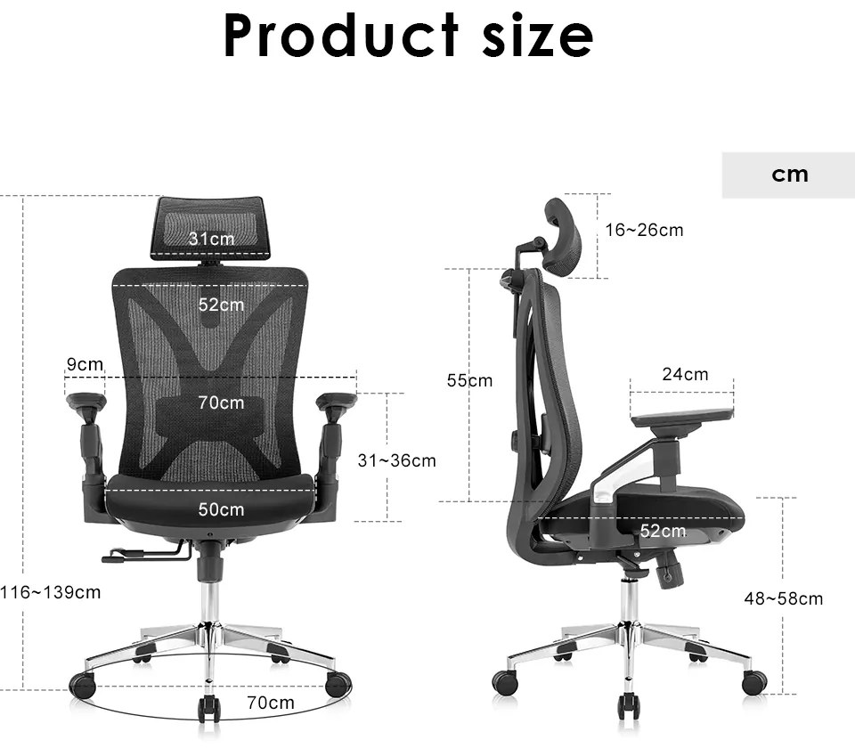 Kancelářská židle ERGODO LEVION - látka, síť, černá