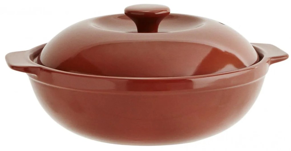 MADAM STOLTZ Keramický hrnec s poklicí Paprika 1,5 L, červená barva, oranžová barva, keramika