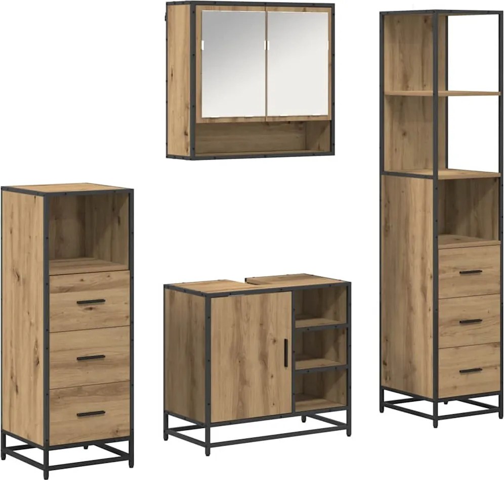 Sada koupelnového nábytku 4 ks Artisanový dub 65 x 33 x 60 cm 3402543
