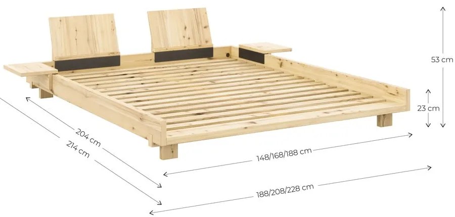 Dvoulůžková postel z borovicového dřeva s roštem v přírodní barvě 140x200 cm Social Bed – Karup Design