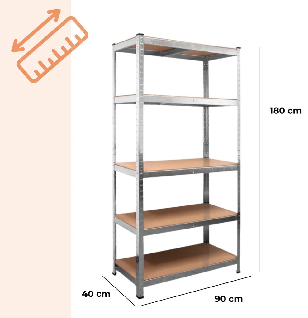 Regál s vysokou nosností HEAVY, max. 875kg, 90x40x180cm, stříbrná Jurhan