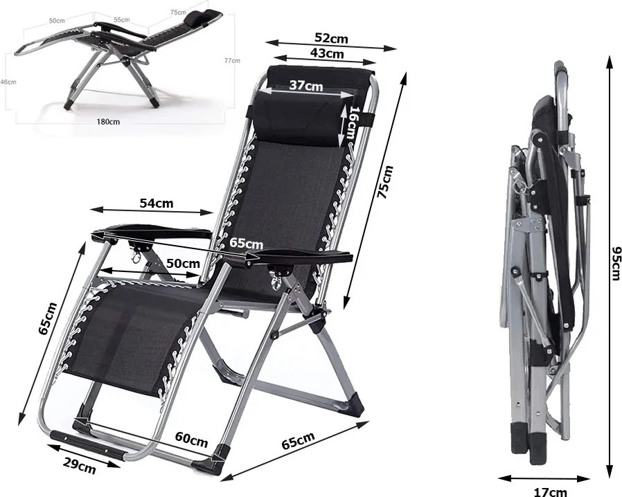 Verk Group Zahradní lehátko plážový skládací polštář gravitace gravitace vyztužená