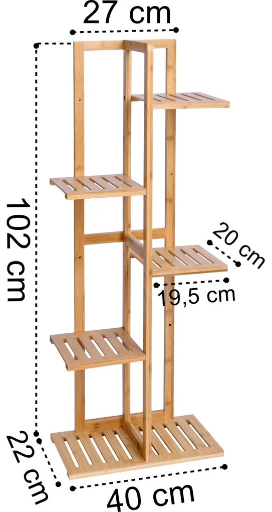 Bambusový květinový stojan GUTREN hnědý