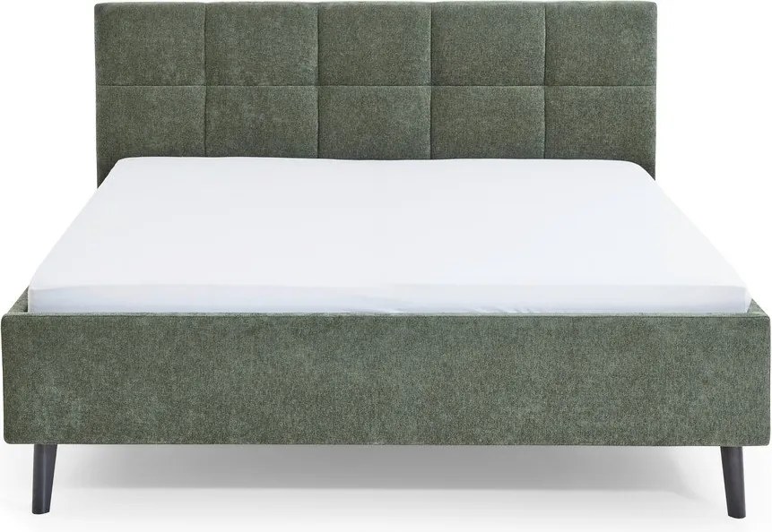 Khaki čalouněná dvoulůžková postel s úložným prostorem s roštem 180x200 cm Nova – Meise Möbel
