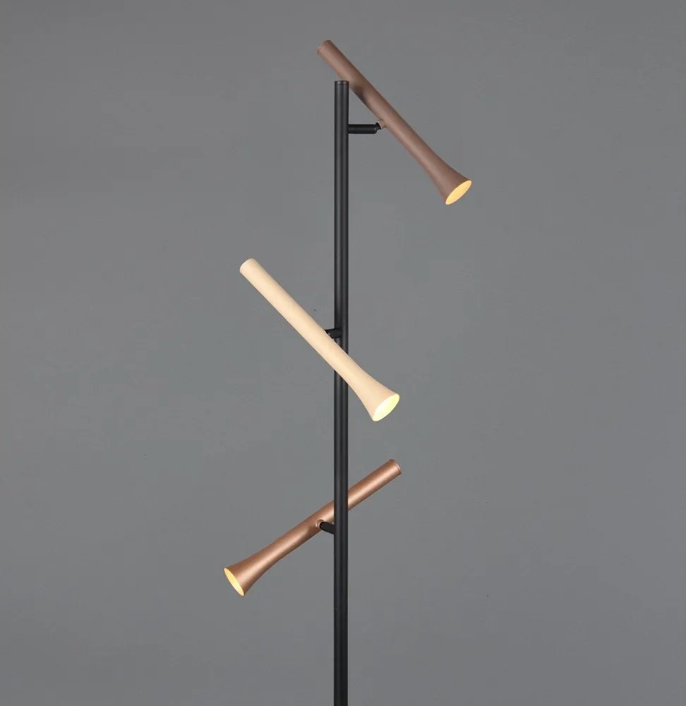 Černá LED stojací lampa s kovovým stínidlem (výška 150 cm) Fiato – Trio