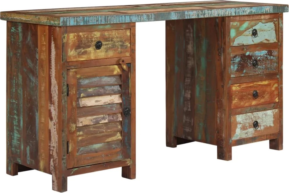 Psací stůl se skříňkami masivní recyklované dřevo 140x50x77 cm 244846