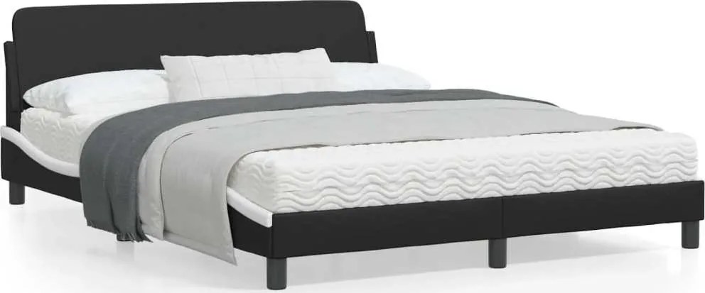 vidaXL Rám postele s čelem 160x200 cm umělá kůže [373219] Barva: Bílá a černá