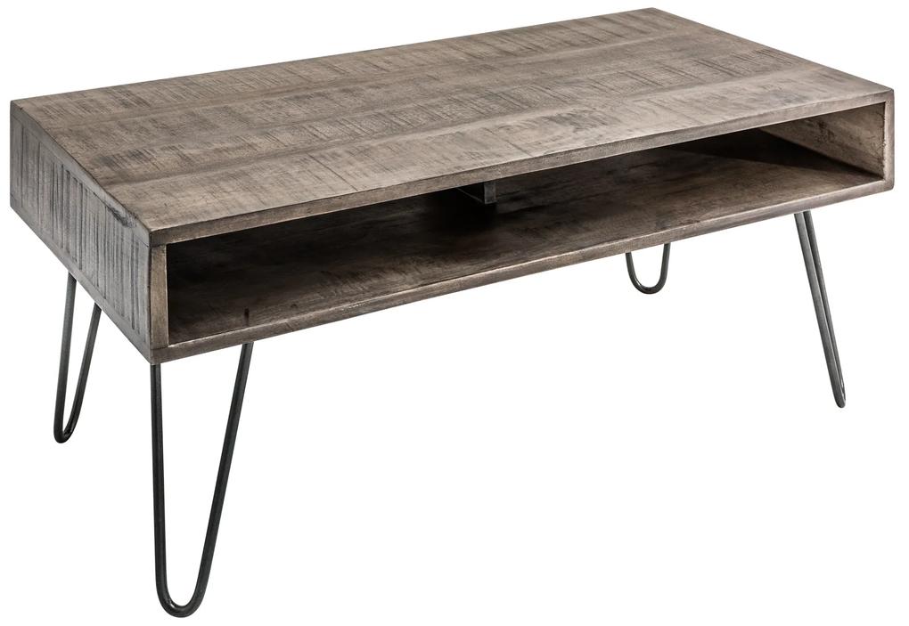 Noble Home Konferenční stolek NIMBUS, 100 cm, mango, šedá