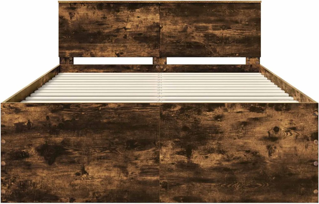 Rám postele s čelo Kouřový dub 150 x 200 cm Kompozitní dřevo 3408568