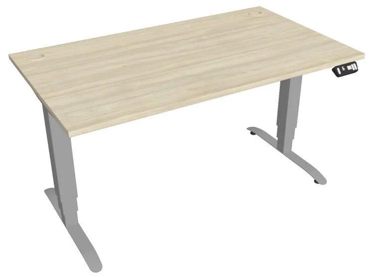 Elektr. nastavitelný stůl 140x80 s pamětí - HOBIS MOTION MS 3M 1400 Dekor stolové desky: akát, Barva kovové podnože: stříbrná