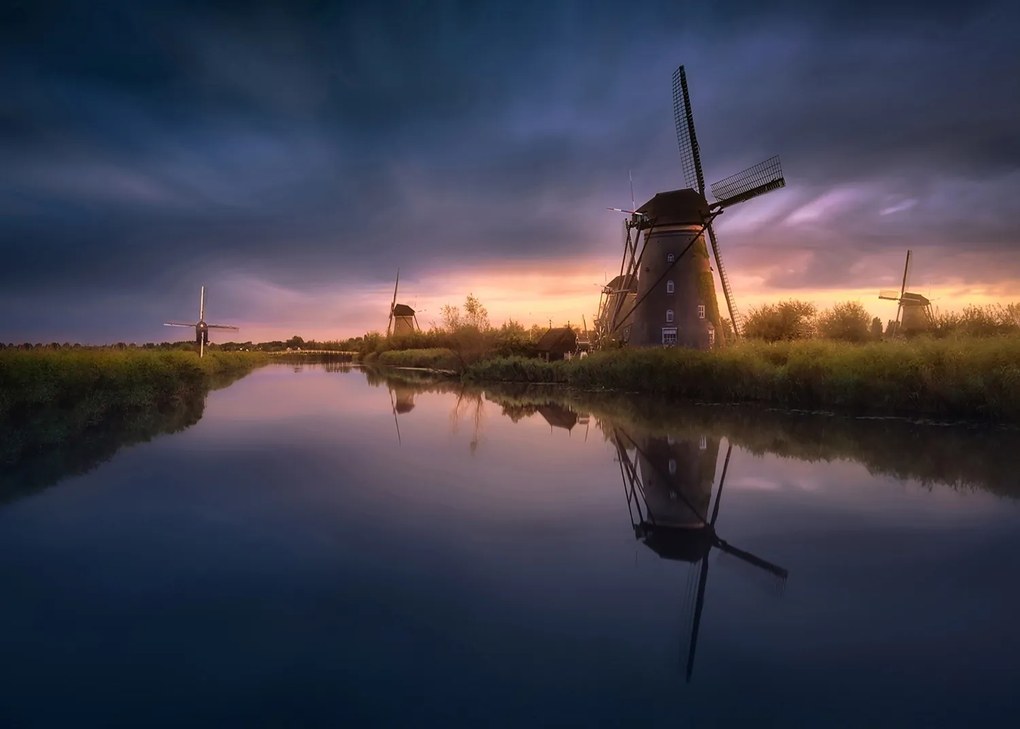Fototapeta na míru Větrné Mlýny Kinderdijk-Elshout | Vliesová fototapeta na zed' | DFTNXXL3022